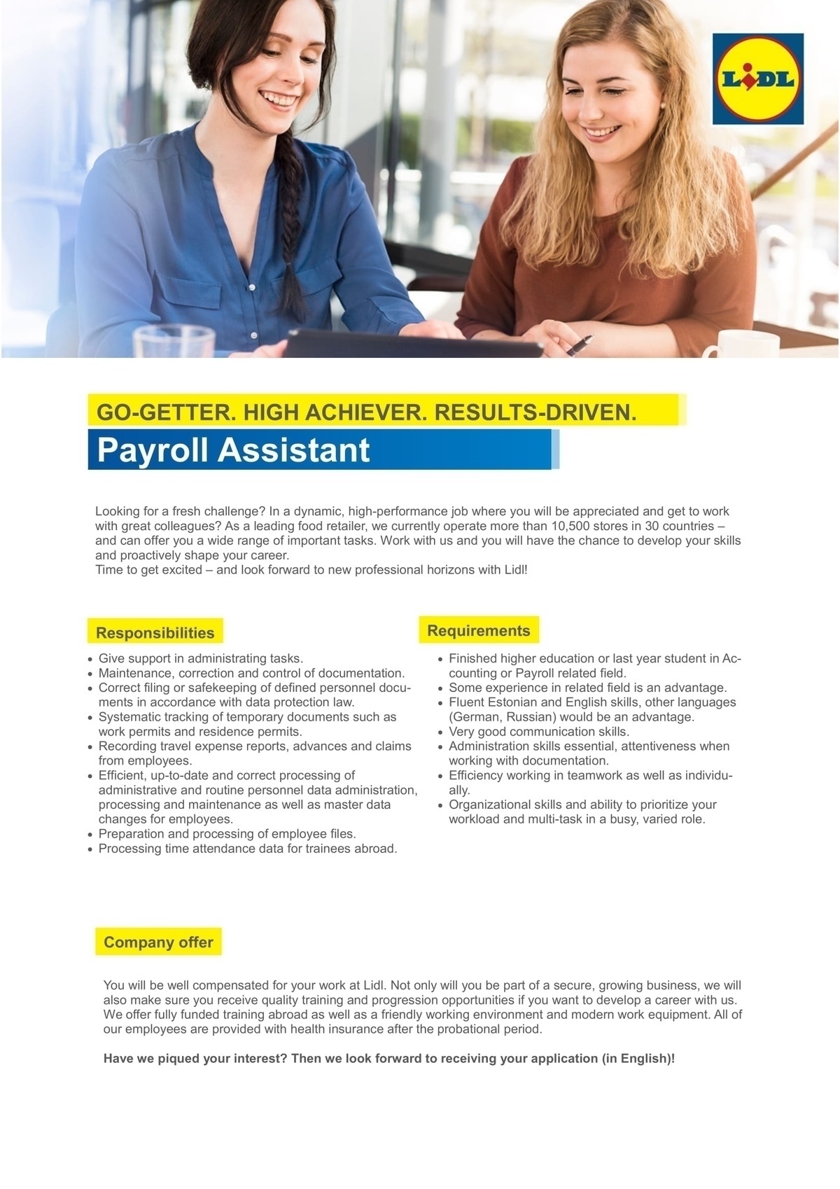 CV Keskus job ad Payroll Assistant, 2019-03-27