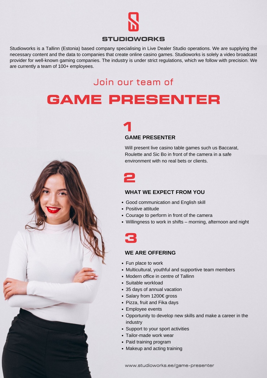 CV Keskus job ad Game Presenter, 2020-01-02