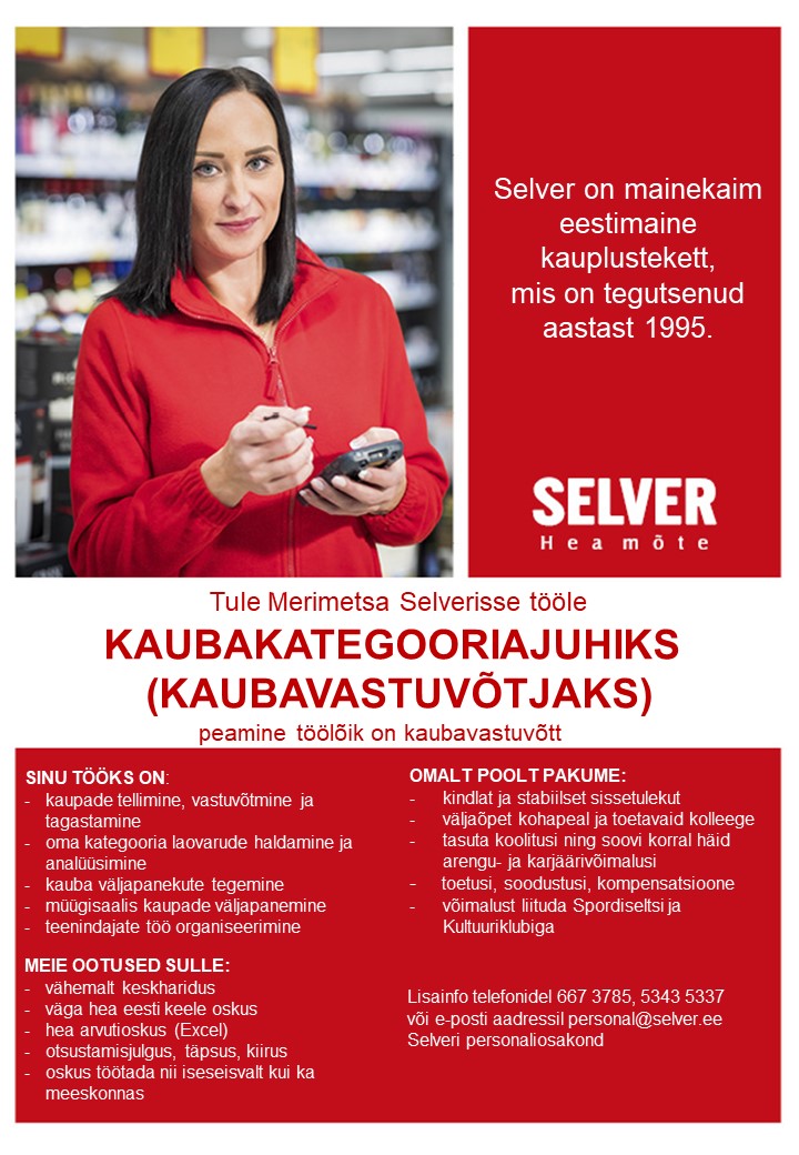 CV Keskus tööpakkumine Kaubakategooriajuht (kaubavastuvõtja) Merimetsa ...