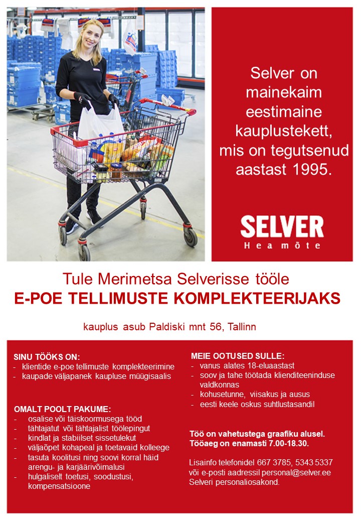 CV Keskus tööpakkumine E-poe tellimuste komplekteerija Merimetsa ...