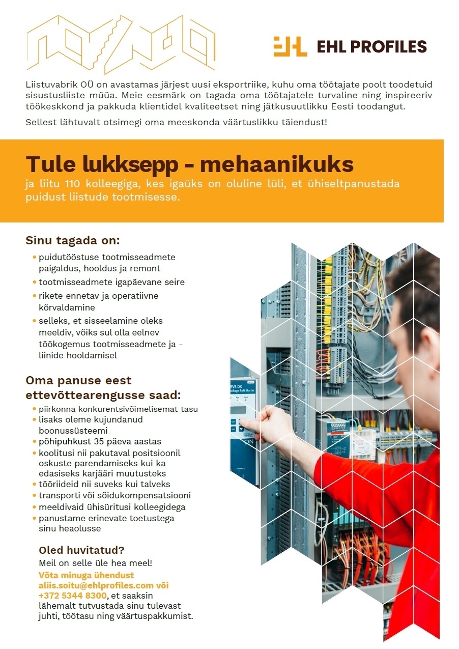 CV Keskus tööpakkumine Lukksepp-mehaanik, 2022-06-14