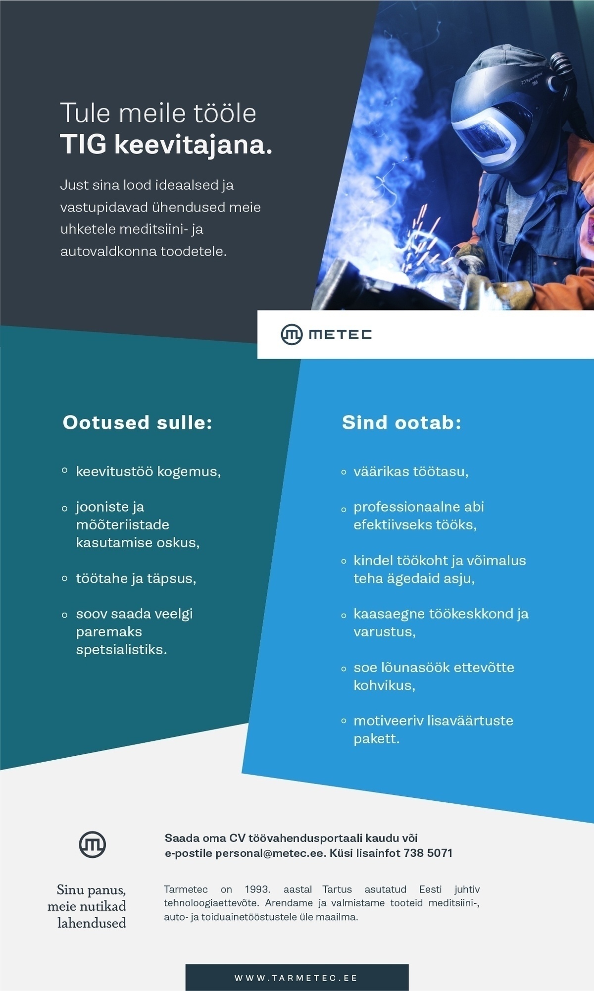 CV Keskus tööpakkumine TIG keevitaja, 2022-08-02