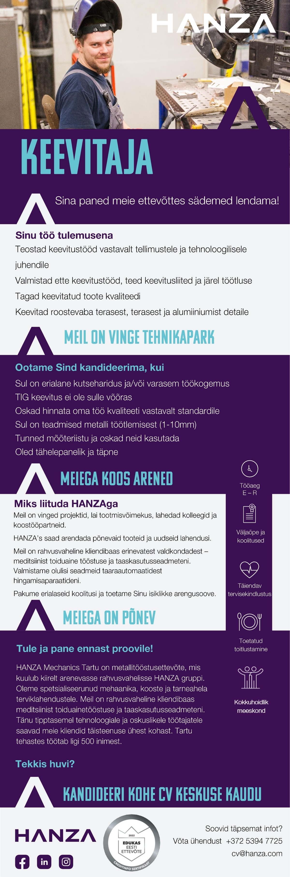 CV Keskus tööpakkumine Keevitaja, 2022-08-12