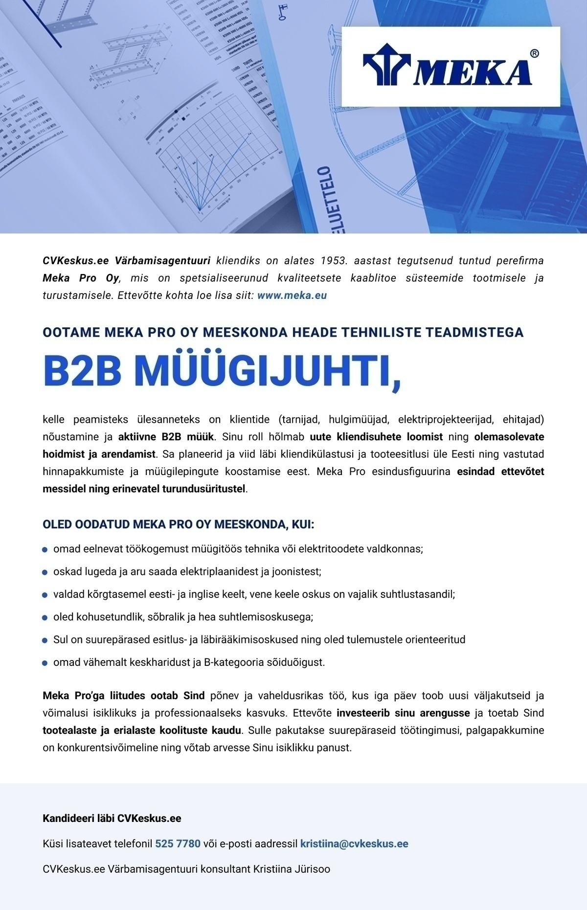 CV Keskus tööpakkumine B2B MÜÜGIJUHT, 2023-11-17