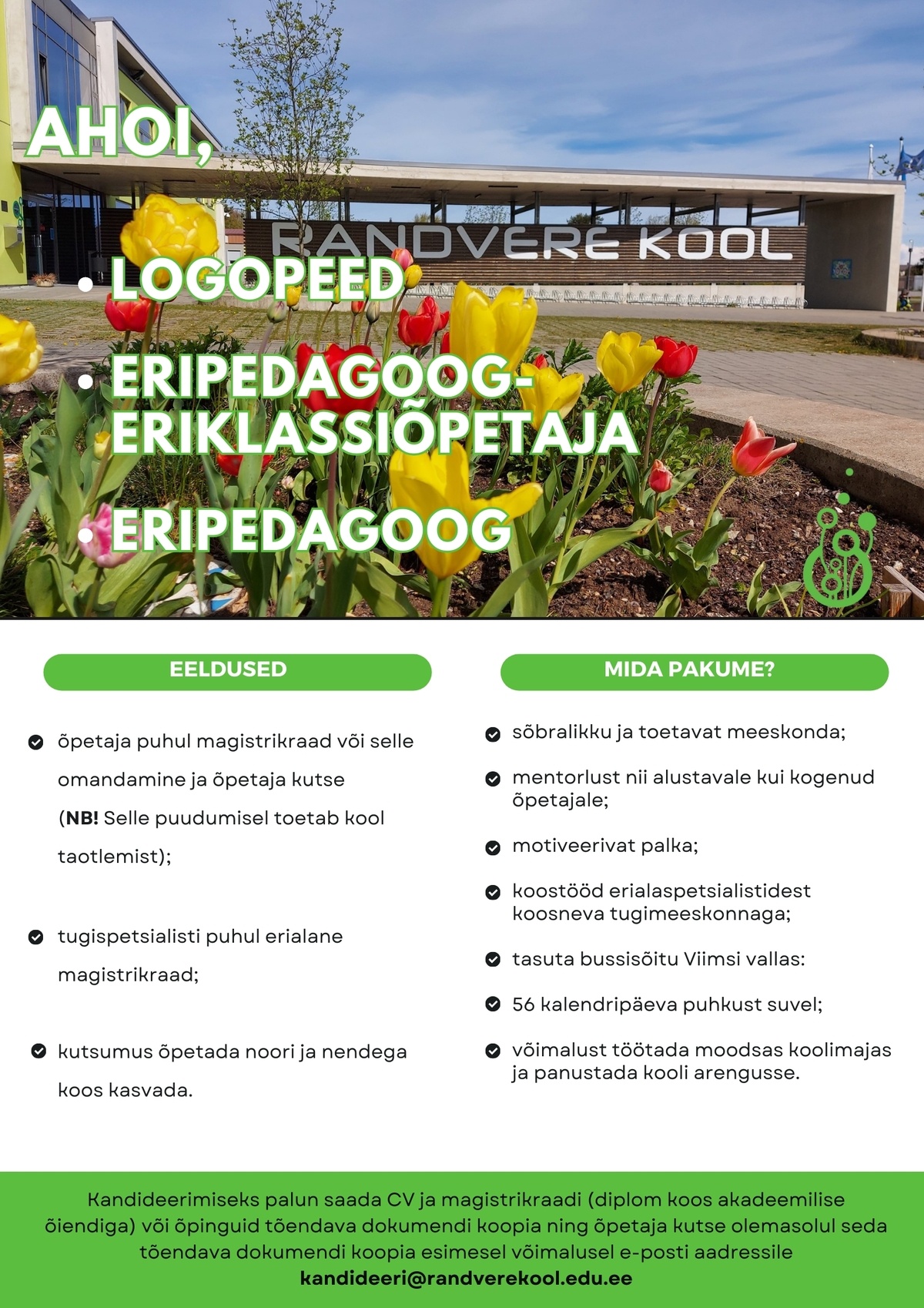 CV Keskus tööpakkumine Eripedagoog - logopeed, 2023-12-22