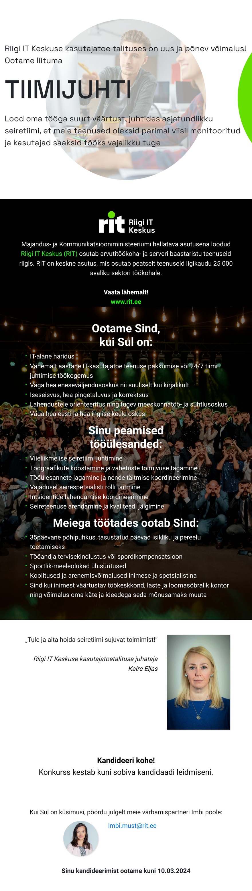 CV Keskus tööpakkumine Tiimijuht, 2024-03-05 CV Keskus tööpakkumine Tiimijuht, 2024-03-05