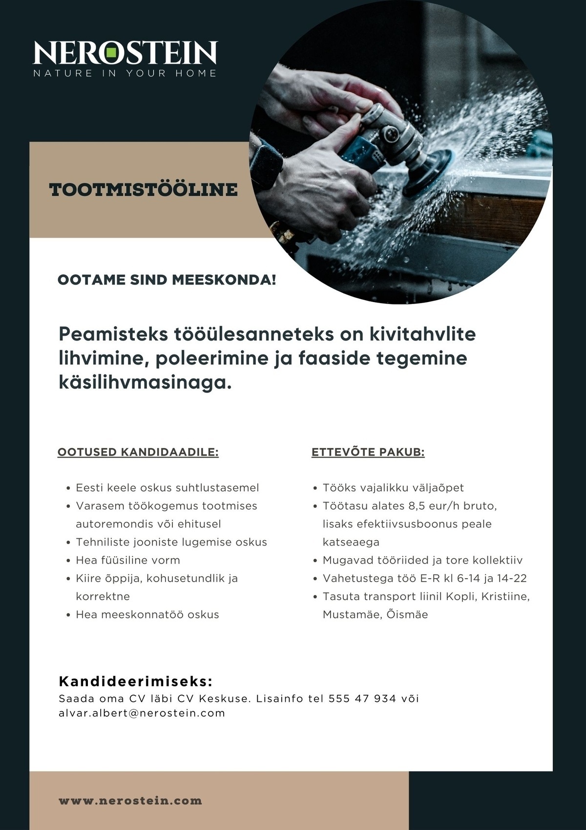 CV Keskus tööpakkumine Tootmistööline, 2024-04-22