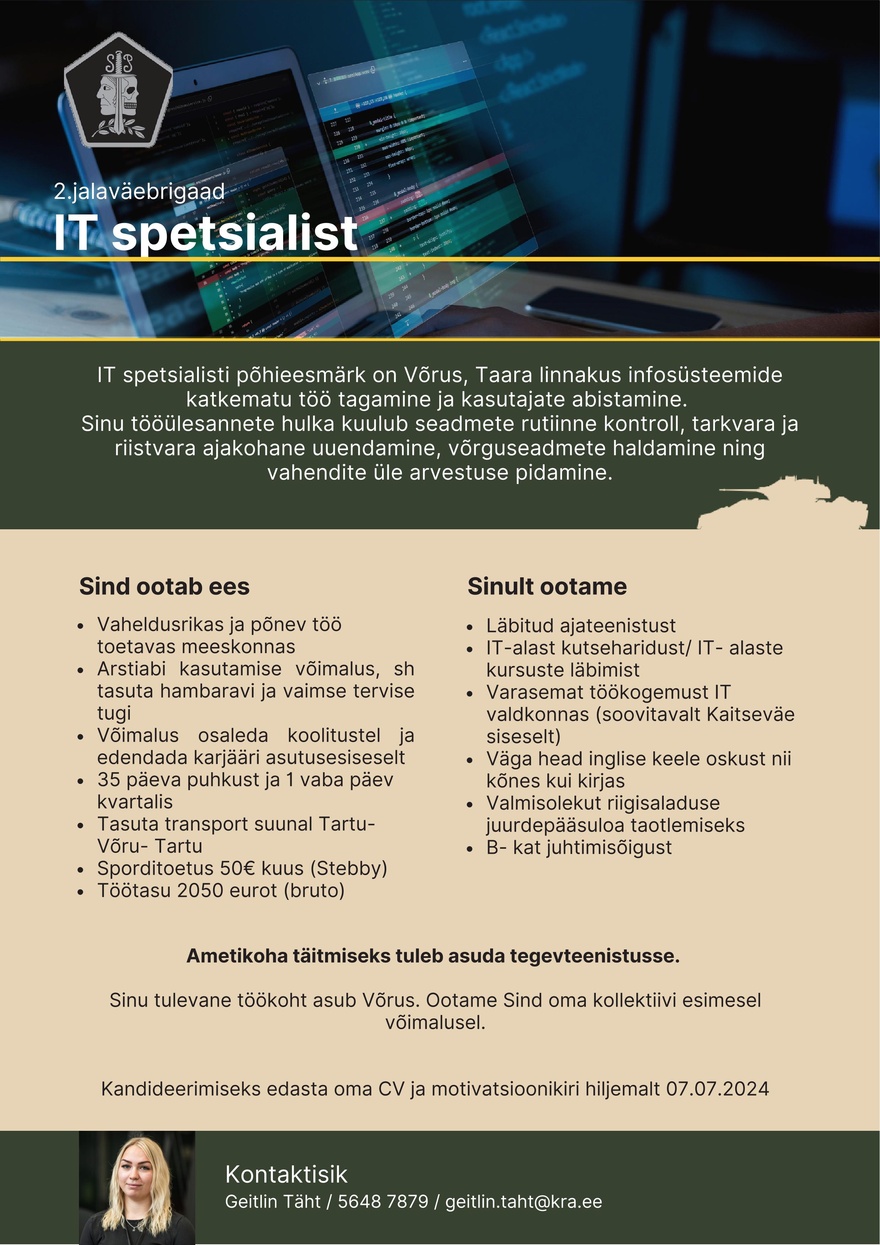 CV Keskus tööpakkumine IT spetsialist, 2024-06-26 CV Keskus tööpakkumine IT spetsialist, 2024-06-26