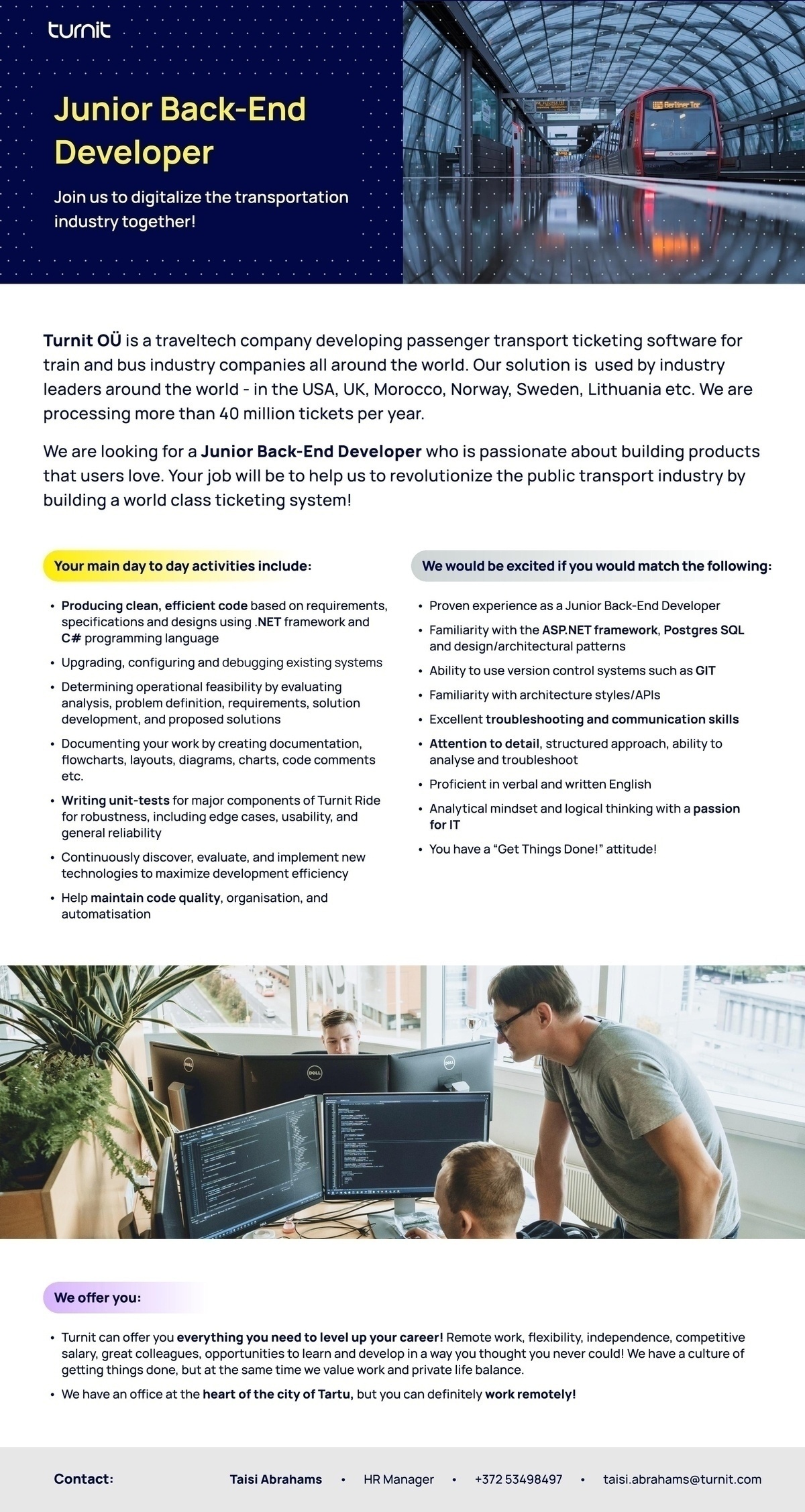 CV Keskus job ad Junior Back-End Developer, 2024-08-17 CV Keskus job ad Junior Back-End Developer, 2024-08-17