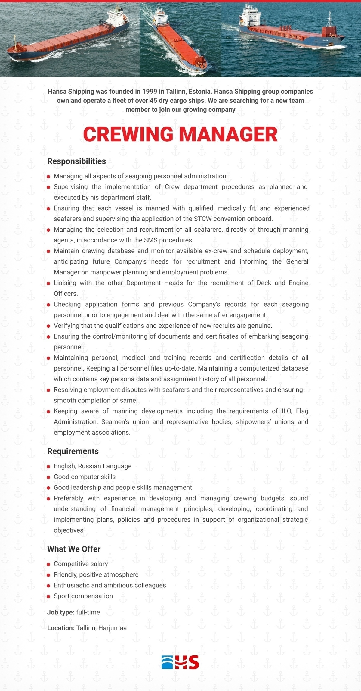 CV Keskus job ad Crewing manager, 2025-05-13