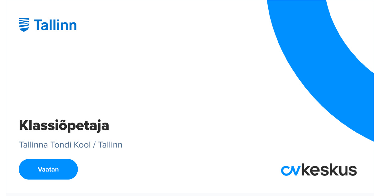 CV Keskus job ad Tallinna Tondi Kool Klassiõpetaja, 2025-12-18