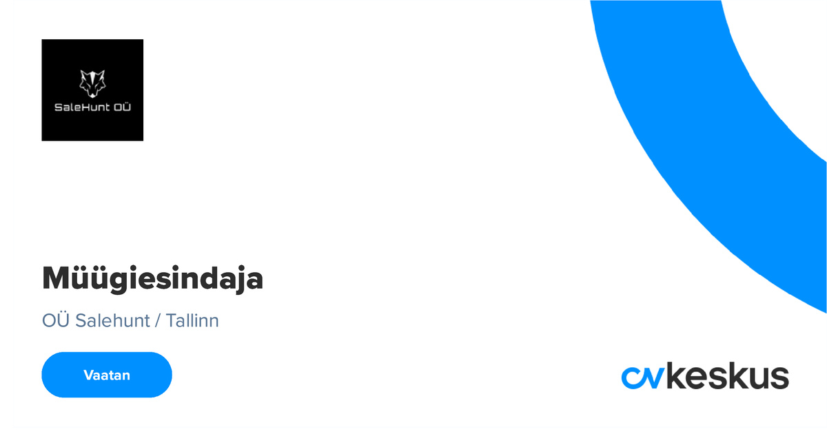 CV Keskus tööpakkumine Müügiesindaja, 2025-04-28