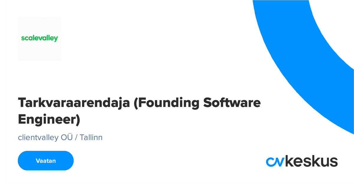 CV Keskus job ad Tarkvaraarendaja (Founding Software Engineer), 2025-06-15